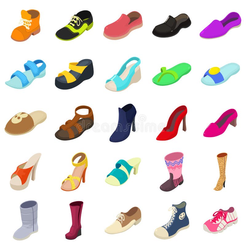 Shoes Fashion Types Icons Set, Isometric Style Stock Vector ... Shoes Fashion Types Icons Set, Isometric Style Stock Vector ...