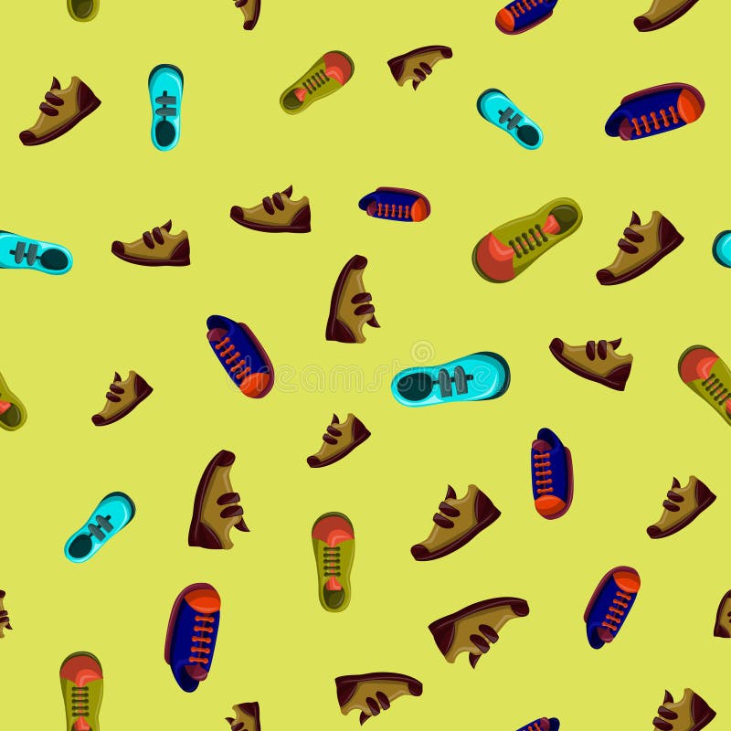Shoes Flat Color Background Seamless Pattern Stock Vector ...