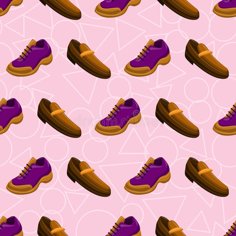 Shoes Flat Color Background Seamless Pattern Stock Vector ...
