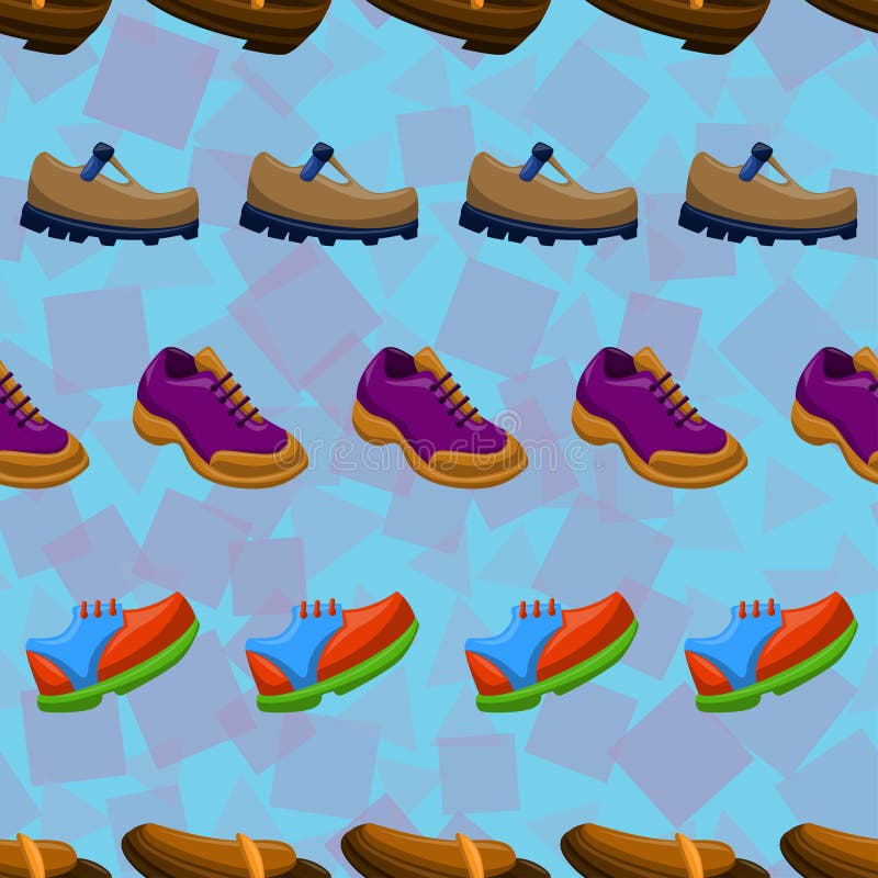 Shoes Flat Color Background Seamless Pattern Stock Vector ...