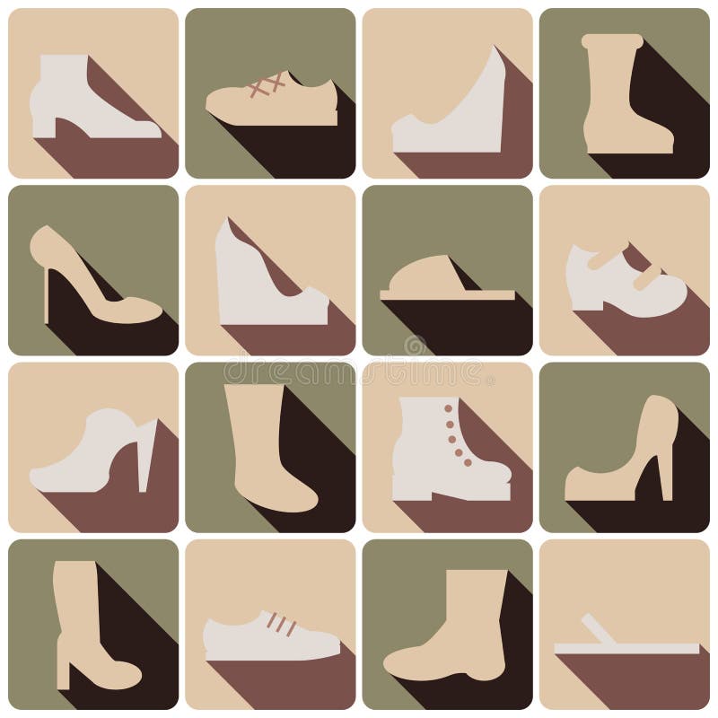 Shoes Icon Set with Shadows Stock Vector - Illustration of symbol, sign ...