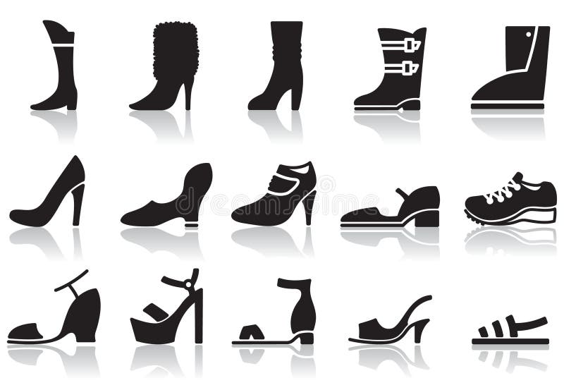 Shoes icons stock vector. Illustration of adult, design - 16455310
