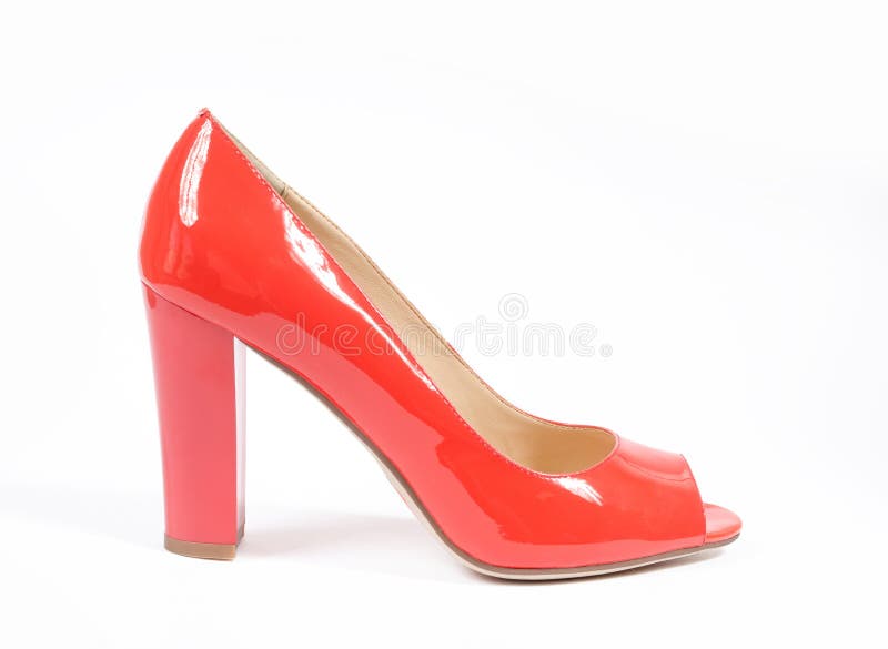 Shoes Isolated on a White Background. Red Patent Leather, Side View ...