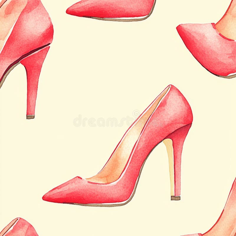 Shoes Pattern in a Water Color Style (seamless, Repeatable, Tileable ...