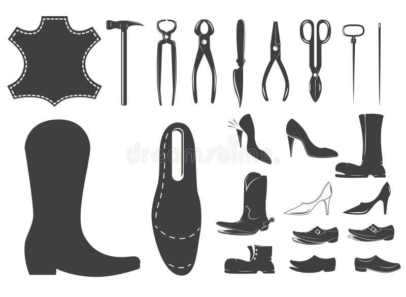 Shoes Repair Design Elements. Leather Workshop Stock Vector ...