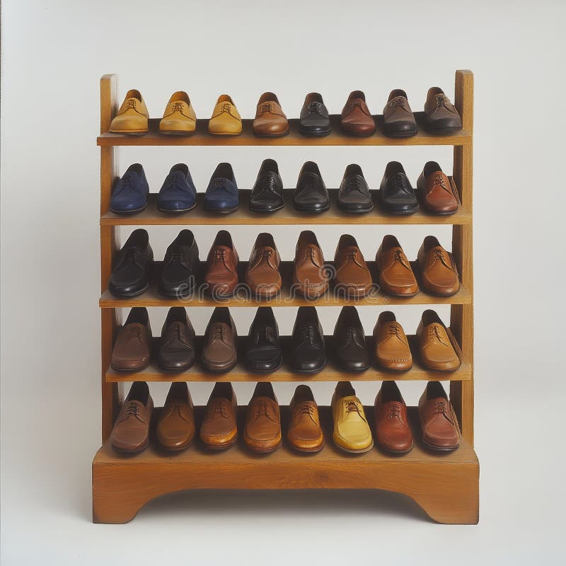 Shoes in a Shelf on a White Background. Vector Illustration Stock ...