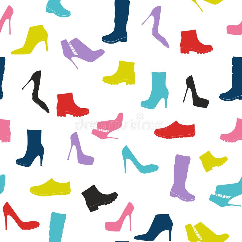 Shoes Silhouette Seamless Pattern Background Vector Illustration Stock ...