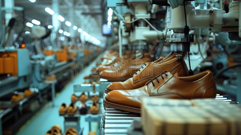 Shoes Sitting on a Conveyor Belt, Awaiting Processing Stock Image ...