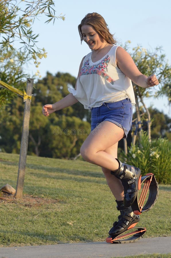 Shoes with Springs for Jumping Stock Image - Image of girl, green: 56748127