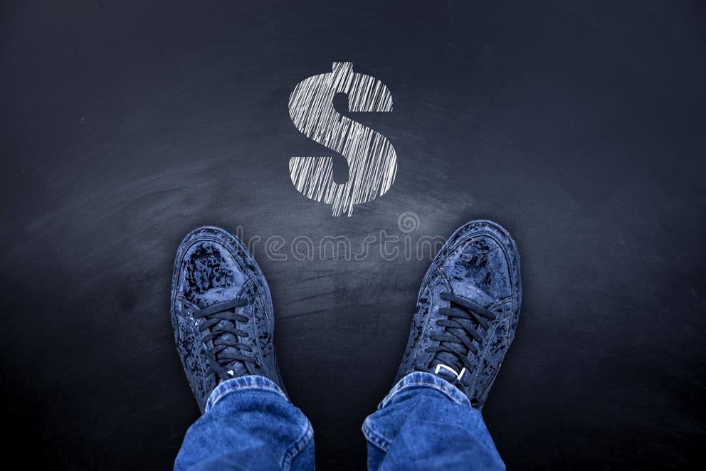 Shoes Standing in Front of the Dollar Sign Stock Image - Image of globe ...