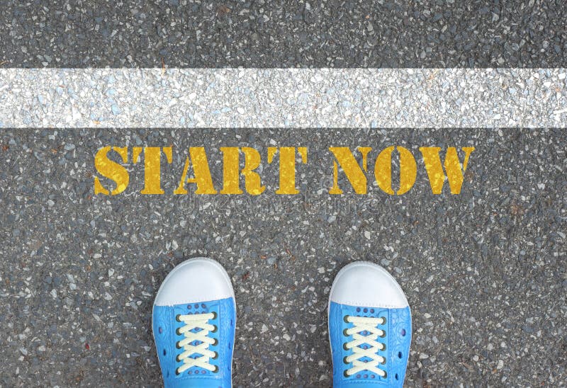 Shoes Standing at the Line of Start Now Stock Image - Image of step ...
