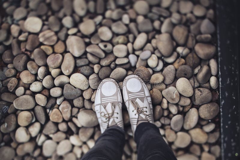 Shoes on stones stock image. Image of standing, view - 47447285