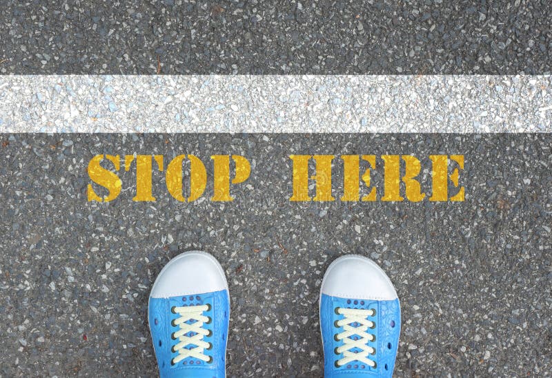 Shoes stop at stop line stock image. Image of path, making - 55194587