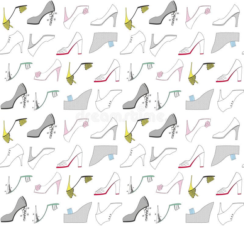 Shoes of various colors stock vector. Illustration of handwriting ...