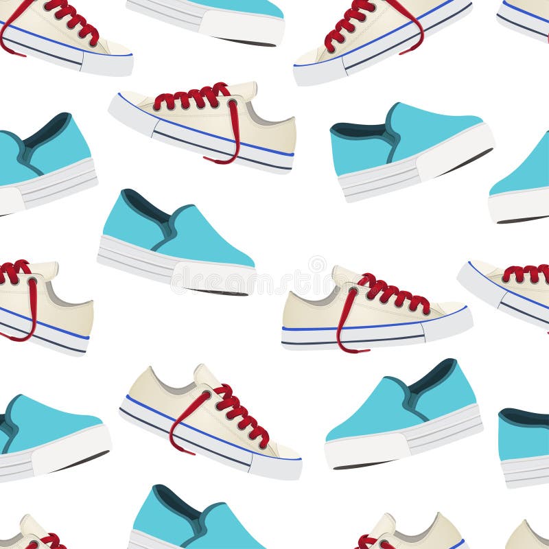 Shoes Vector Background, Seamless Pattern. Multicolored Slip-on and ...