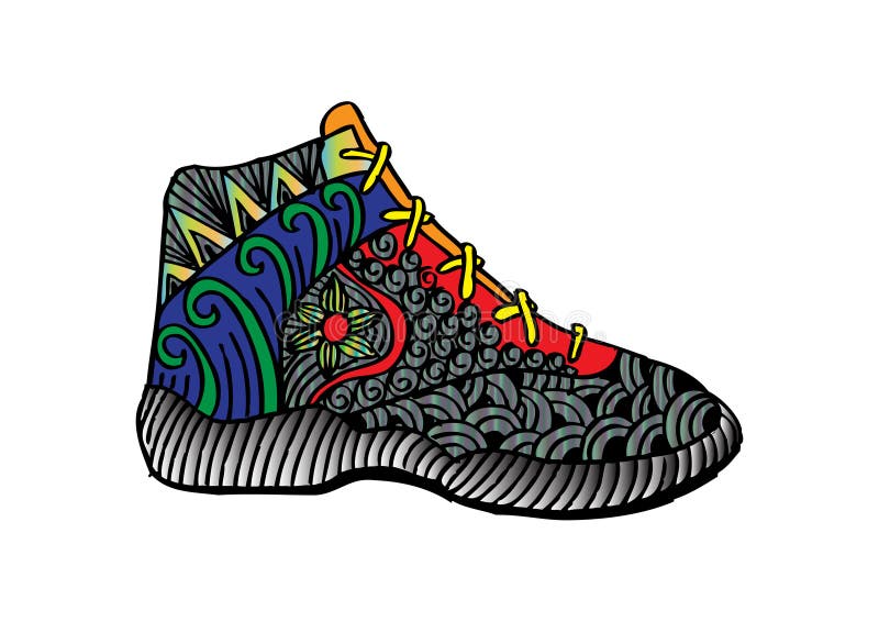 Shoes. Zentangle style stock illustration. Illustration of contour ...