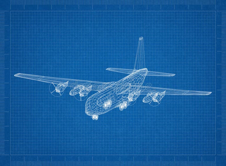 Airplane Architect Blueprint Stock Image - Image of plan, grid: 118132567