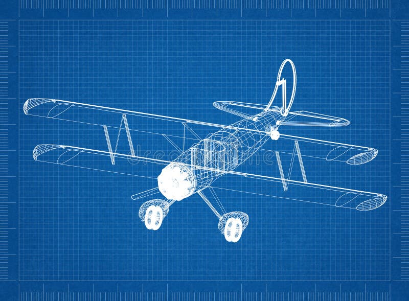 Airplane Architect Blueprint Stock Illustration - Illustration of ...