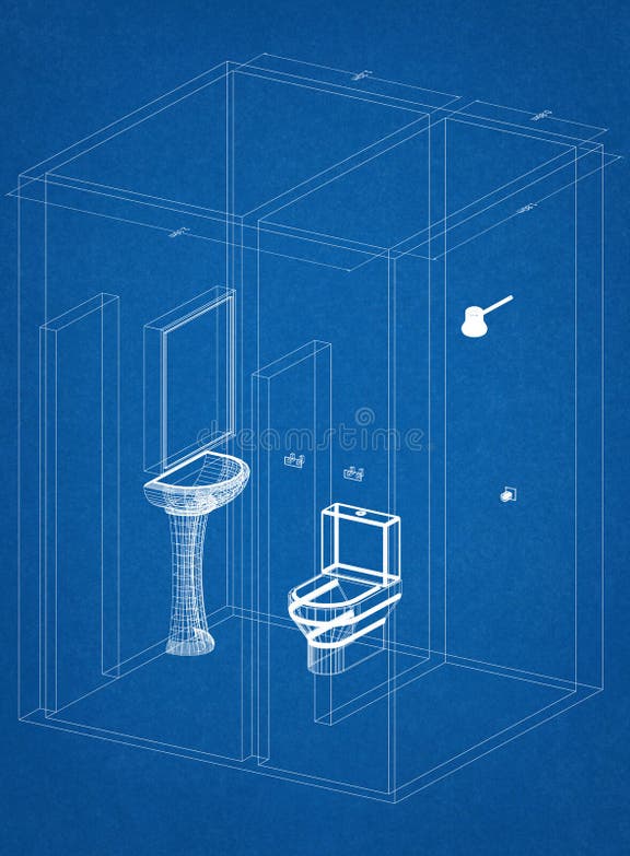Bathroom Architect Blueprint Stock Illustration - Illustration of ...