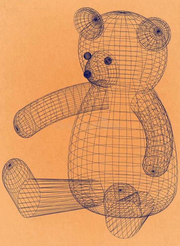 Bear Toy - Retro Architect Blueprint Stock Image - Image of romantic ...