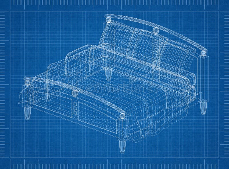 Bedroom Design Architect Blueprint - Isolated Stock Illustration ...