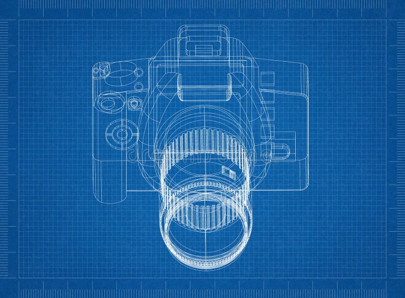 Digital Camera Architect Blueprint Stock Illustration - Illustration of ...