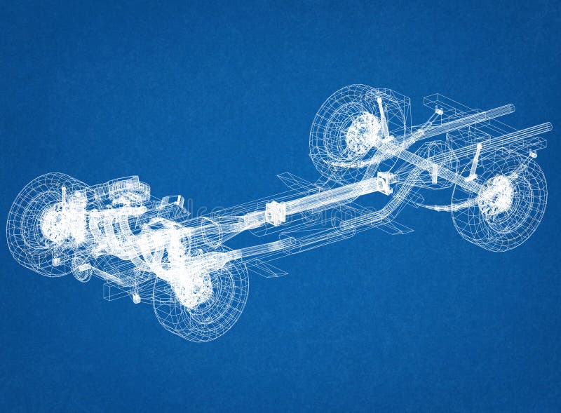 Car Chassis and Engine Design - Blueprint Stock Image - Image of frame ...