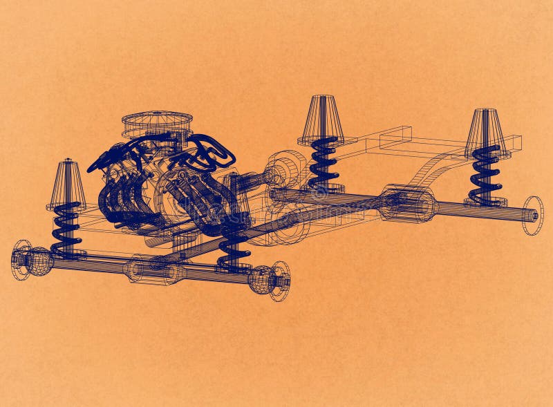 Car Chassis Blueprint Stock Illustrations – 643 Car Chassis Blueprint ...