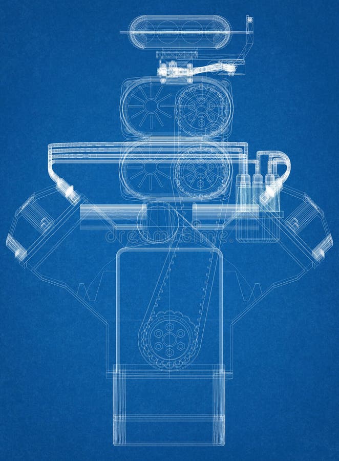 Car Engine Architect Blueprint Stock Photo - Image of concepts ...