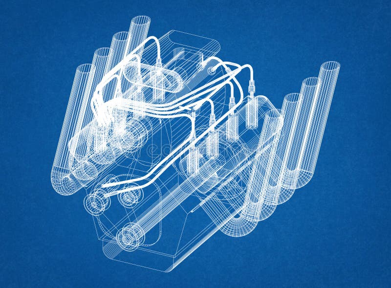 Car Engine Concept Architect Blueprint Stock Illustration ...
