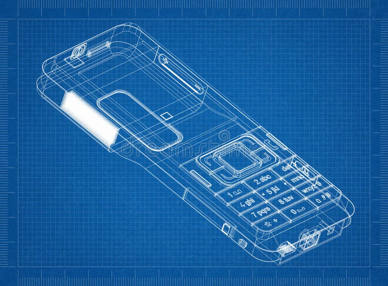 Cell Phone Architect Blueprint - Isolated Stock Image - Image of ...