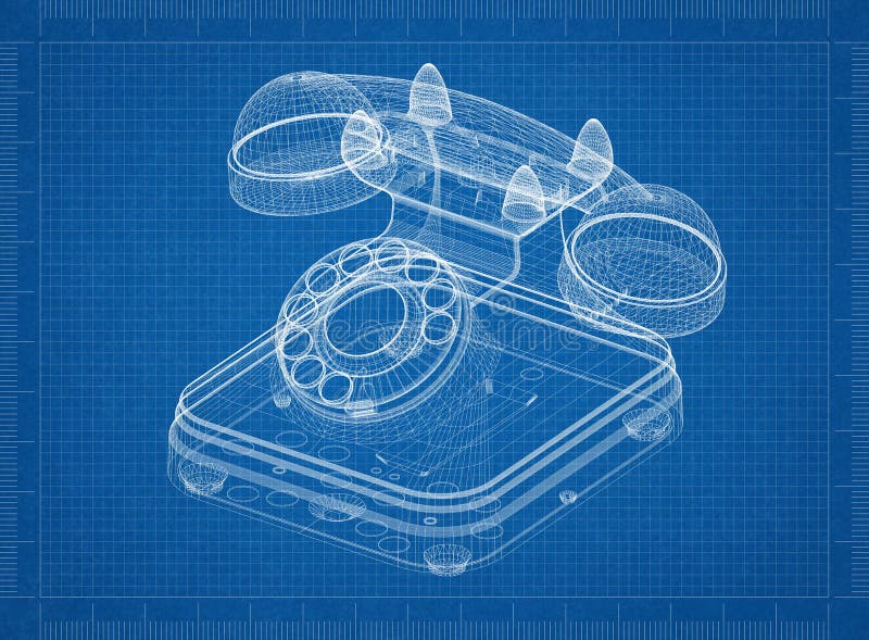 Classic Phone Architect Blueprint Stock Image - Image of architect ...