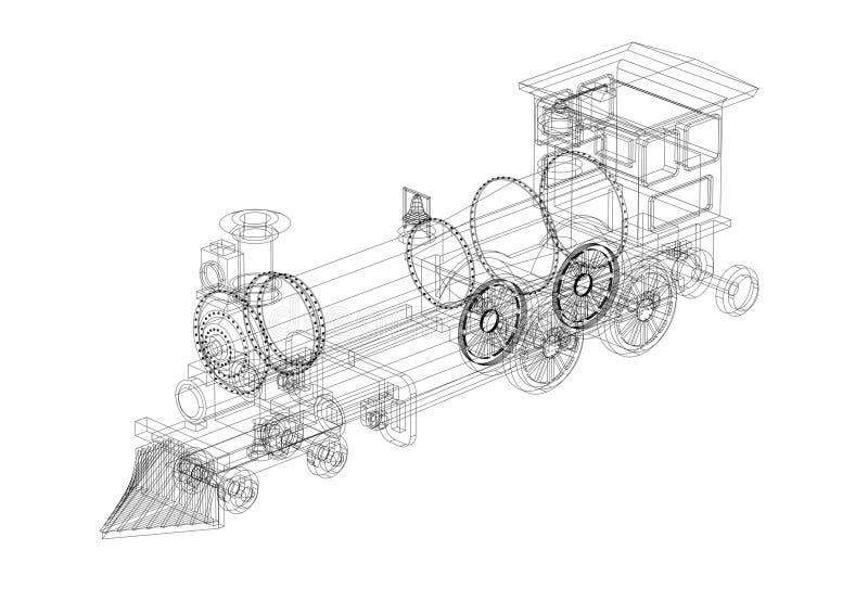 Classic Train Architect Blueprint Stock Illustration - Illustration of ...