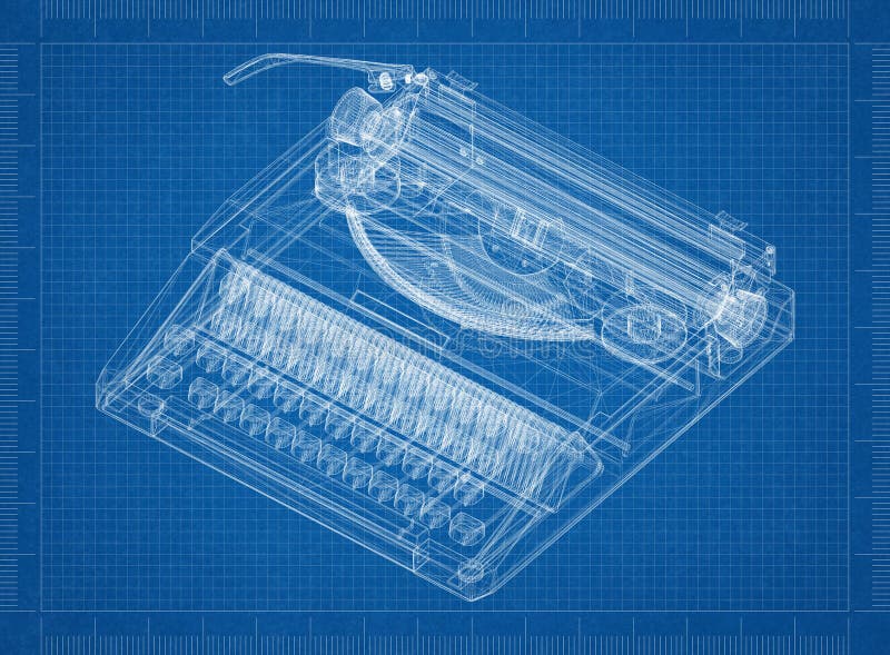 Classic Typewriter Architect Blueprint - Isolated Stock Illustration ...