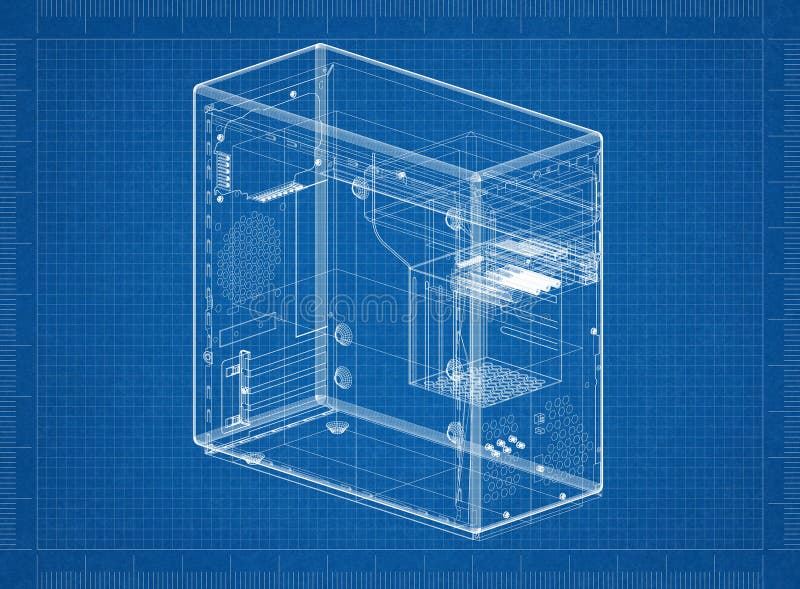 Computer Case Architect Blueprint Stock Illustration - Illustration of ...