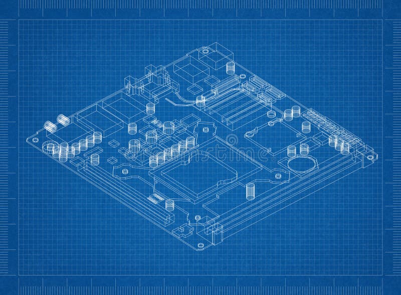Computer Motherboard Architect Blueprint Stock Photo - Image of ...