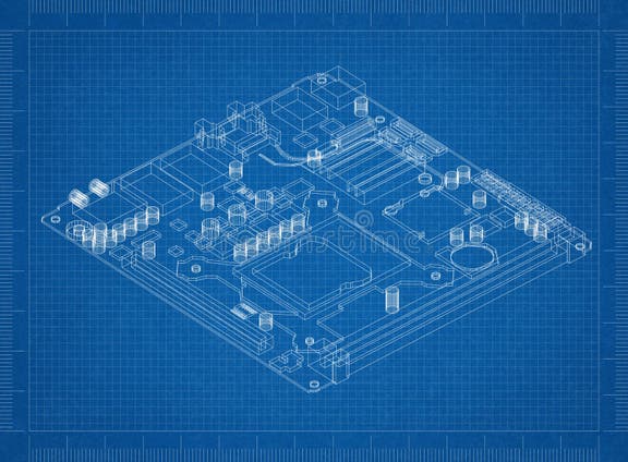 Computer Motherboard Architect Blueprint Stock Photo - Image of ...