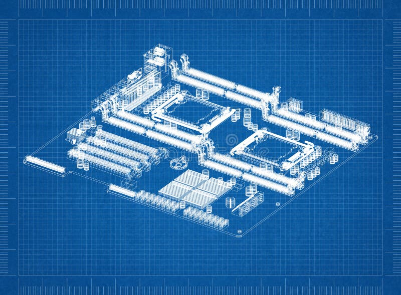 Computer Motherboard Architect Blueprint Stock Photo - Image of ...