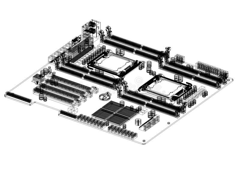 Computer Motherboard Architect Blueprint Stock Illustration ...