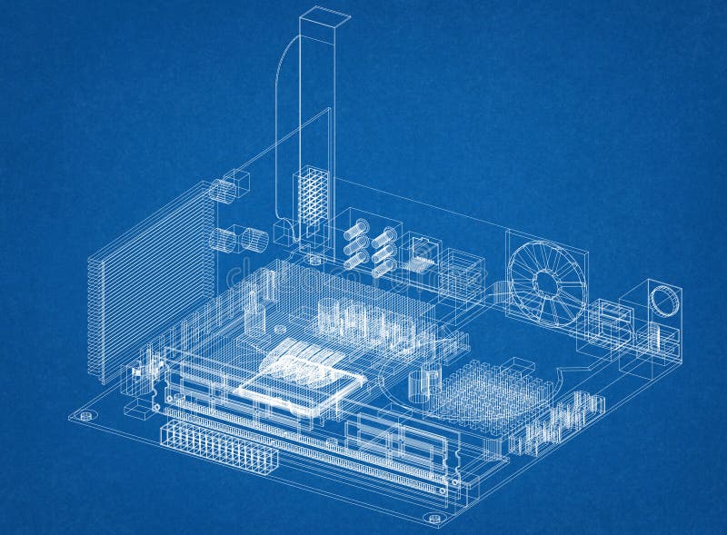 Computer Motherboard Architect Blueprint Stock Illustration ...