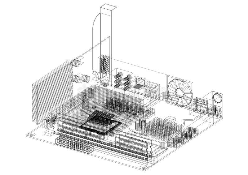 Computer Motherboard Design Architect Blueprint - Isolated Stock ...