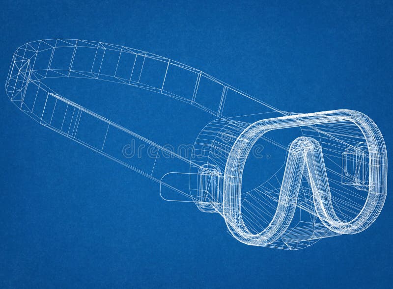 Diving Mask Architect Blueprint Stock Illustration - Illustration of ...