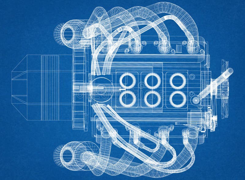 Engine Design Architect Blueprint Stock Image - Image of equipment ...