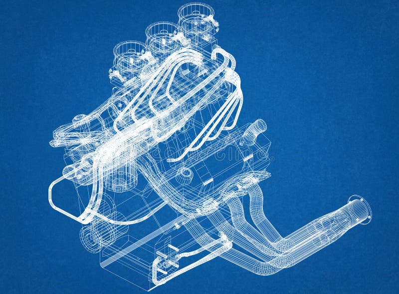 Engine Design Architect Blueprint Stock Photo - Image of architect ...