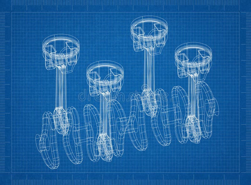 Engine Pistons Architect Blueprint Stock Image - Image of mechanic ...