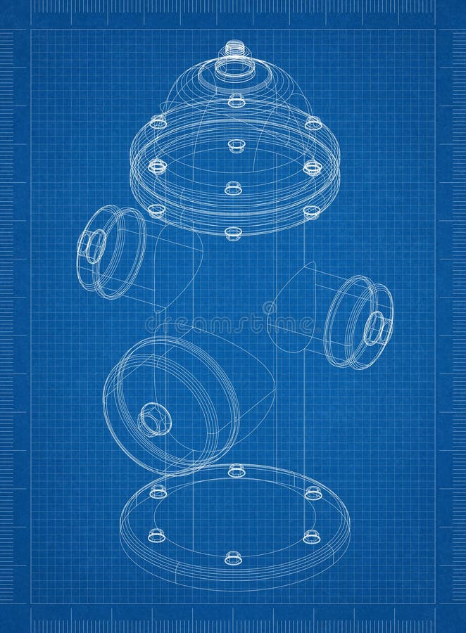 Fire Hydrant Architect Blueprint Stock Illustration - Illustration of ...