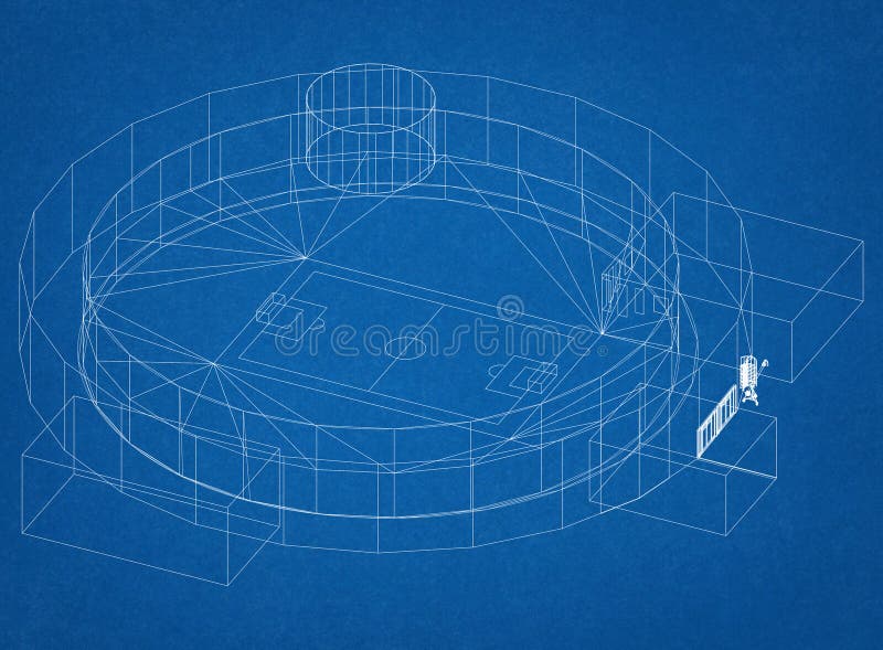 Football Stadium Architect Blueprint Stock Illustration - Illustration ...