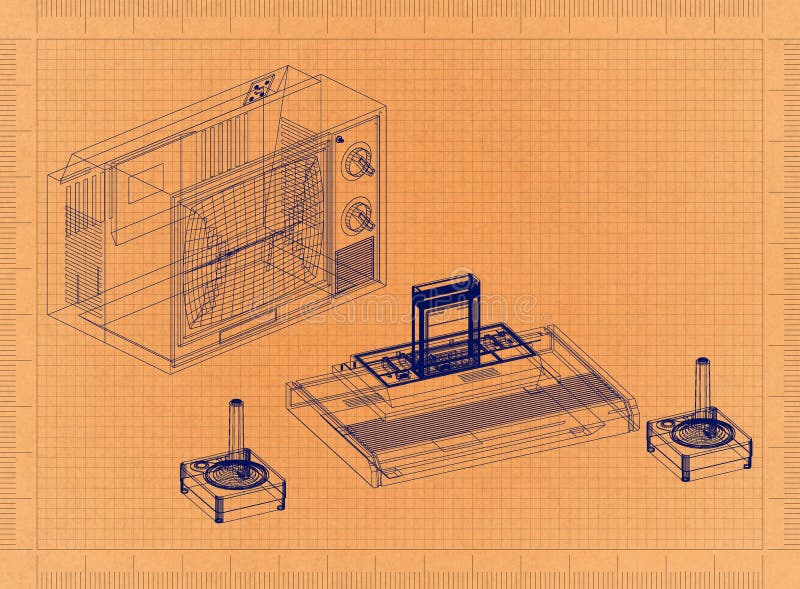 Game Console - Retro Blueprint Stock Illustration - Illustration of ...