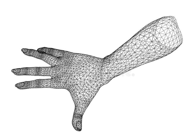 Hand 3D blueprint stock illustration. Illustration of background ...