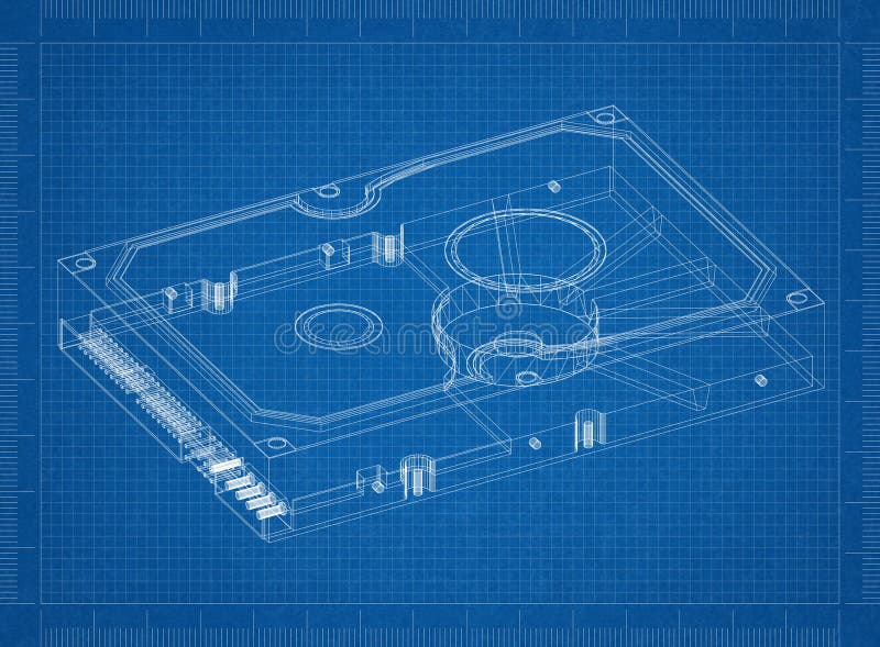 Hard Disk blueprint stock illustration. Illustration of detail - 117625220